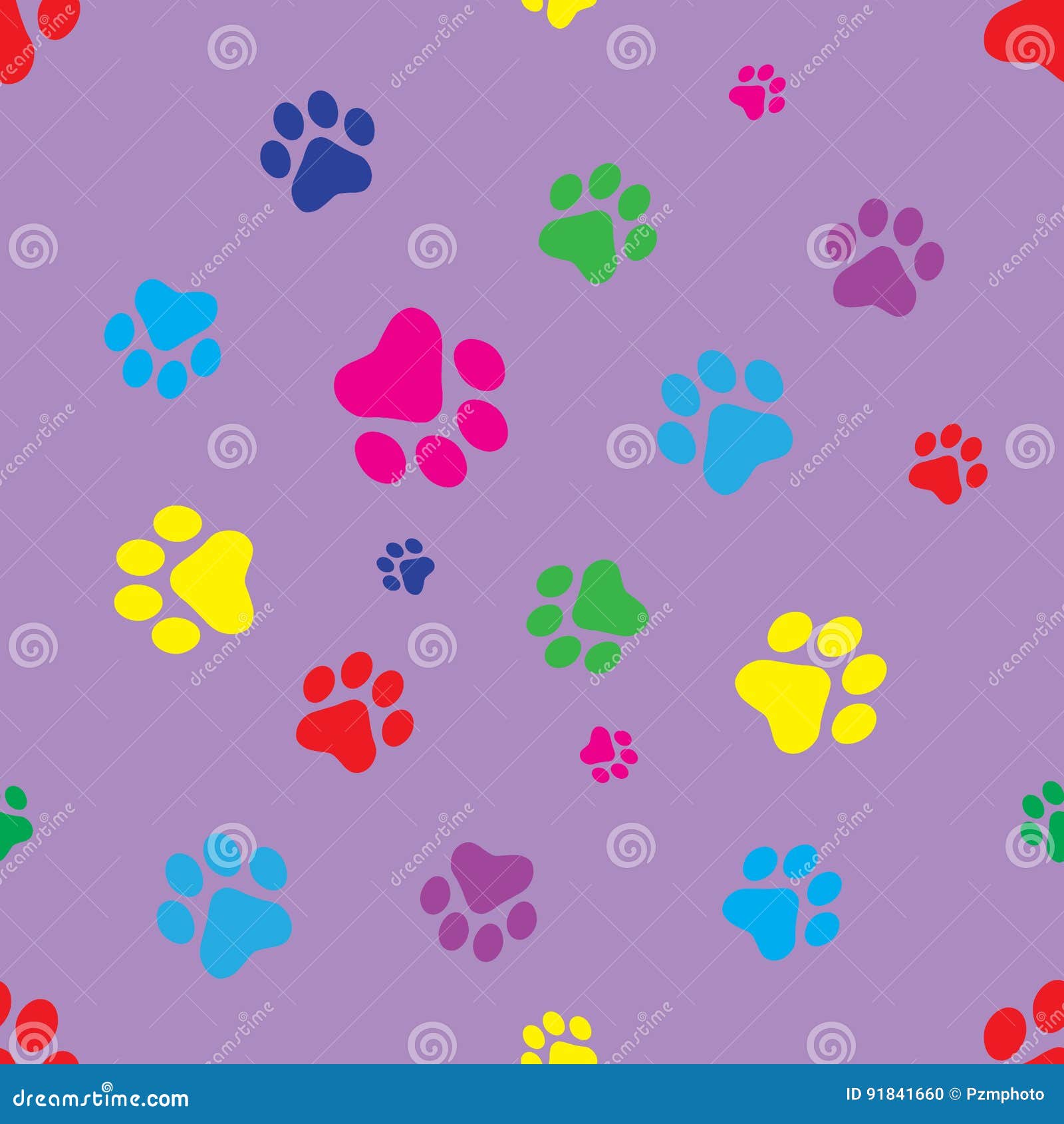 Colorful Paws Seamless Pattern Stock Vector - Illustration of ...