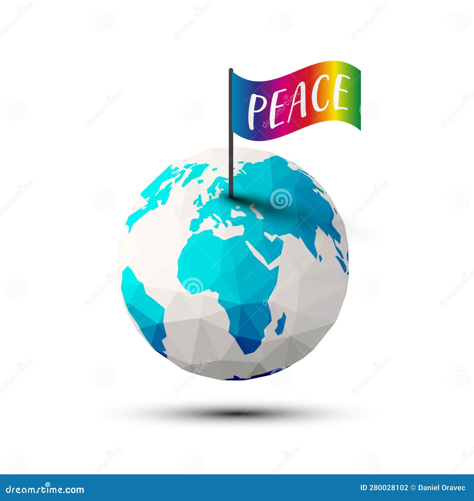 Colorful Peace Flag on Globe - Peace on Earth Symbol Stock Vector ...