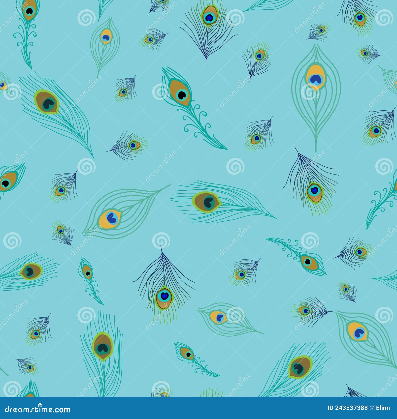 Colorful Peacock Feather Repeat Pattern Modern Pattern Stock Vector ...