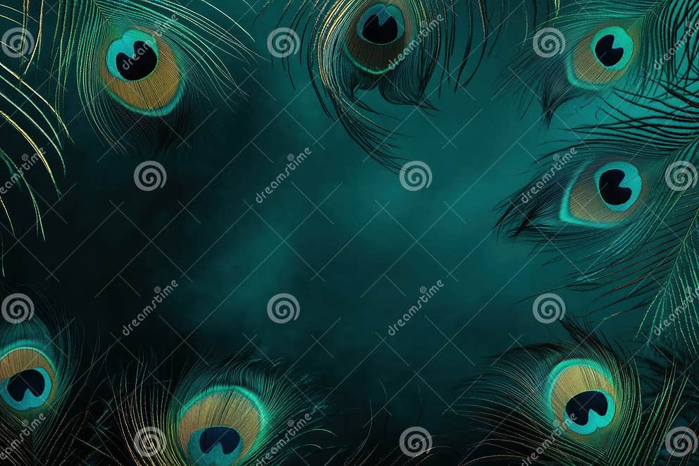 Colorful Peacock Feathers Arranged in a Circular Pattern Create a ...