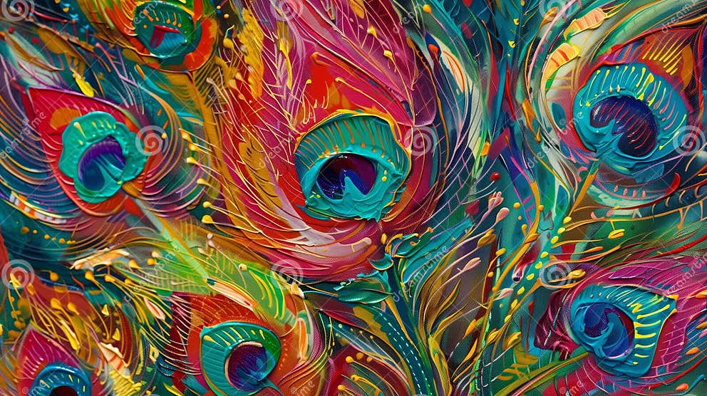 Colorful Peacock Feathers Vivid Background Stock Image Image Of Detail Color 327229075