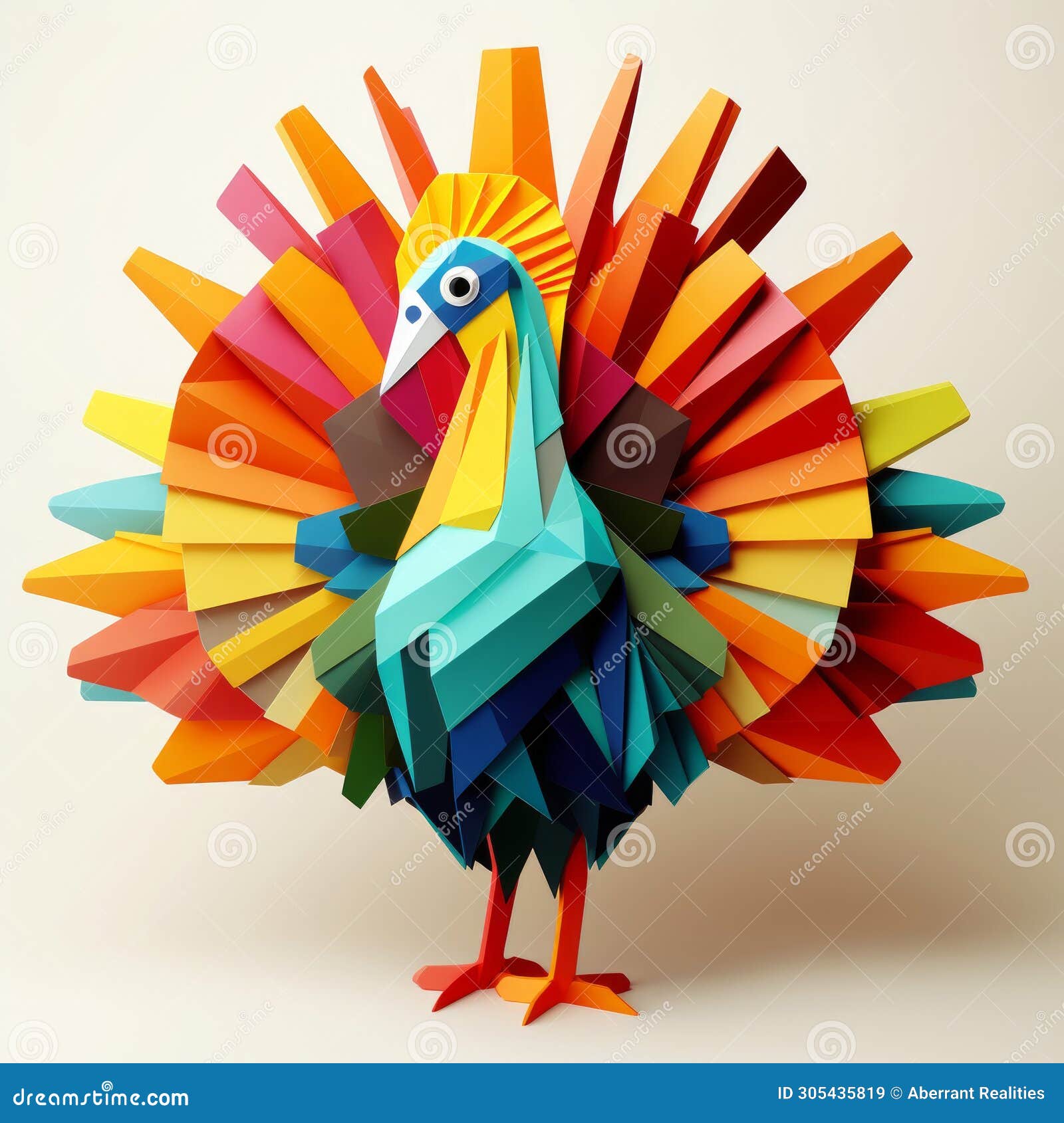 A Colorful Peacock Made Out of Paper Stock Illustration - Illustration ...