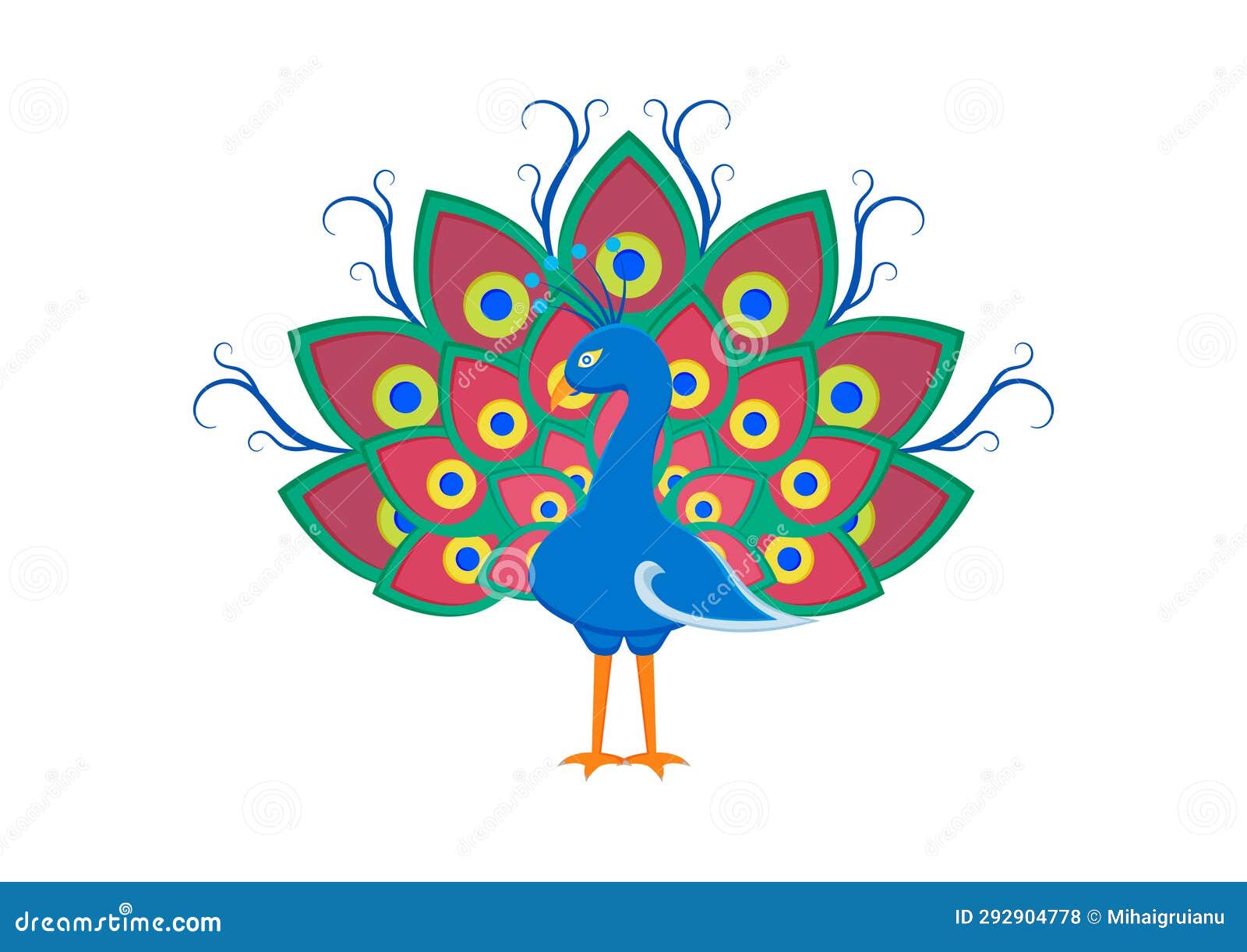 Colorful Peacock Vector Art Design Isolated on White Background Stock ...