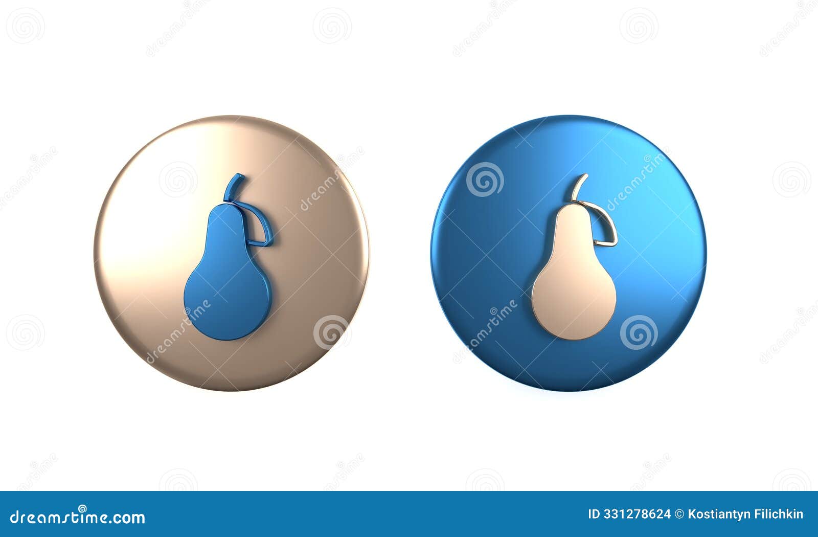 Colorful Pear Icon Isolated on White Background. Fruit with Leaf Symbol ...