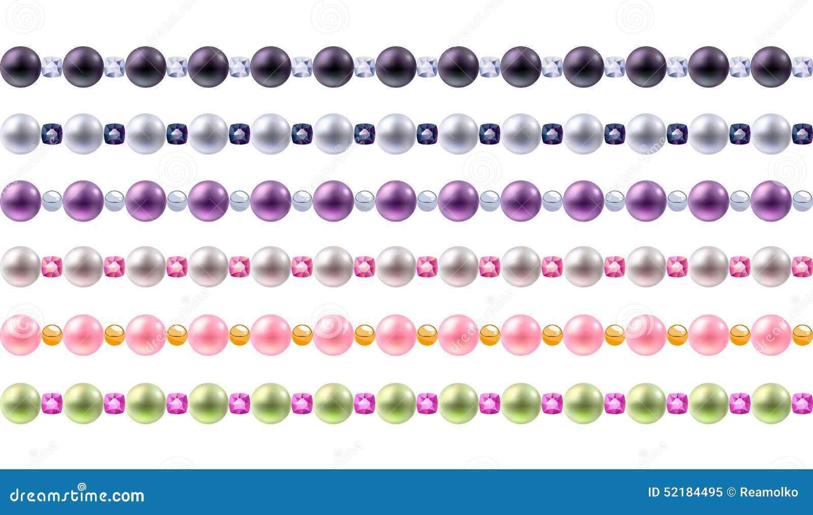 Colorful Pearls and Gemstones Borders Set Stock Vector - Illustration ...