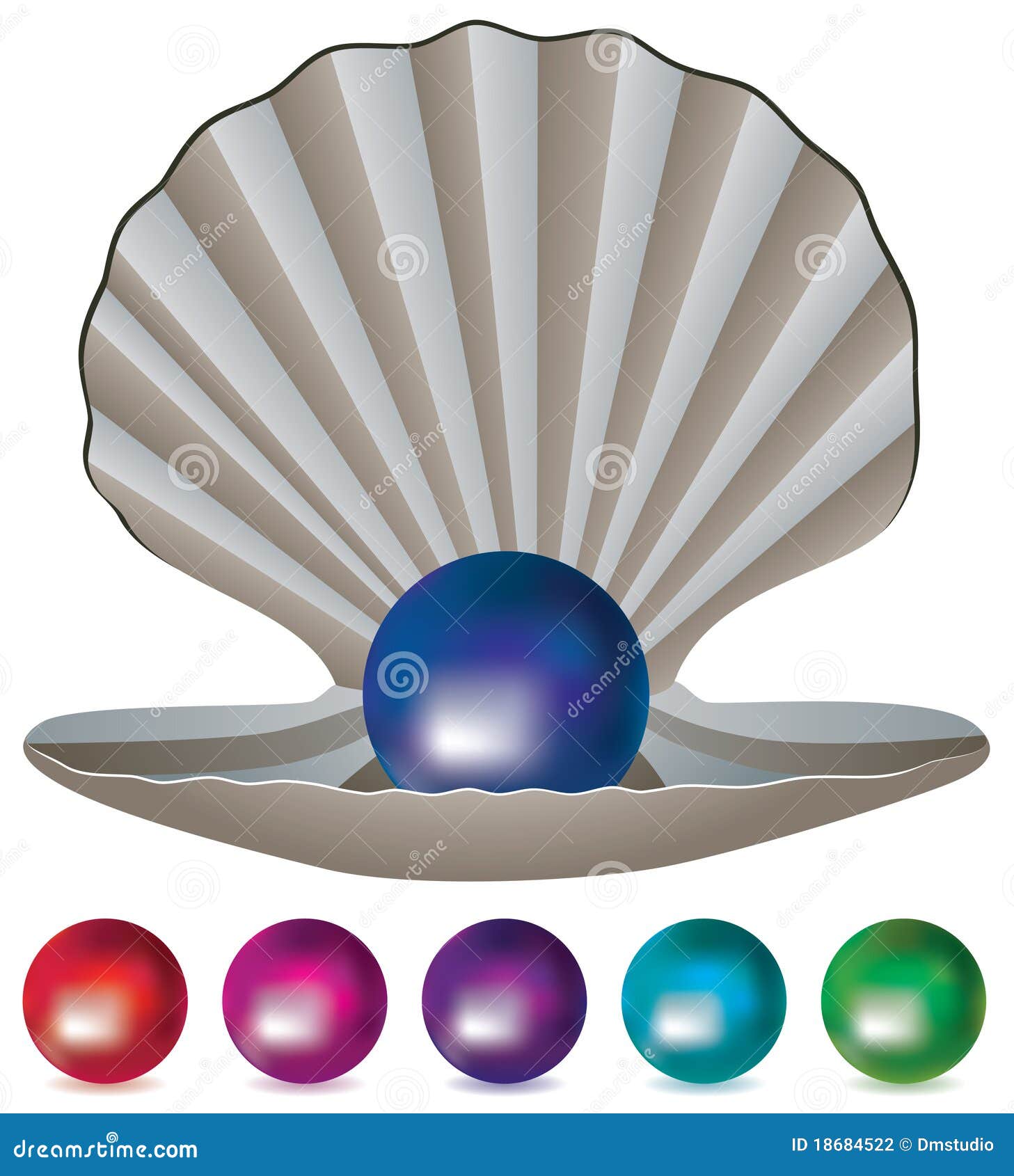 Colorful Pearls and a Shell Stock Vector - Illustration of design ...