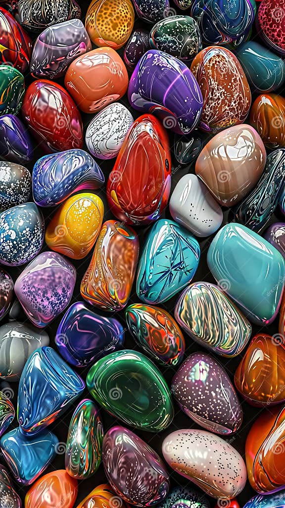 Colorful Pebble Array with Vivid Patterns, Generative Ai Stock ...
