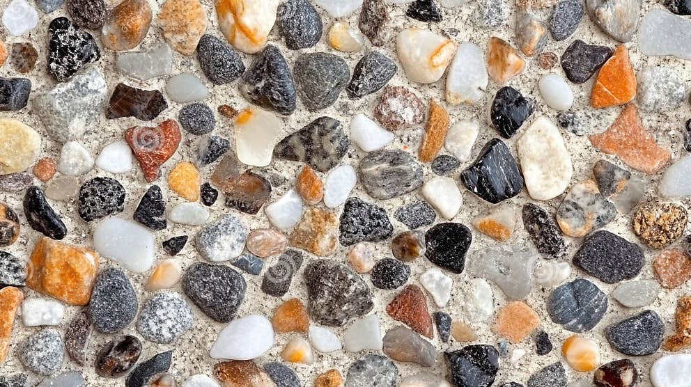 Colorful Pebbles Embedded in Concrete Surface Stock Illustration ...