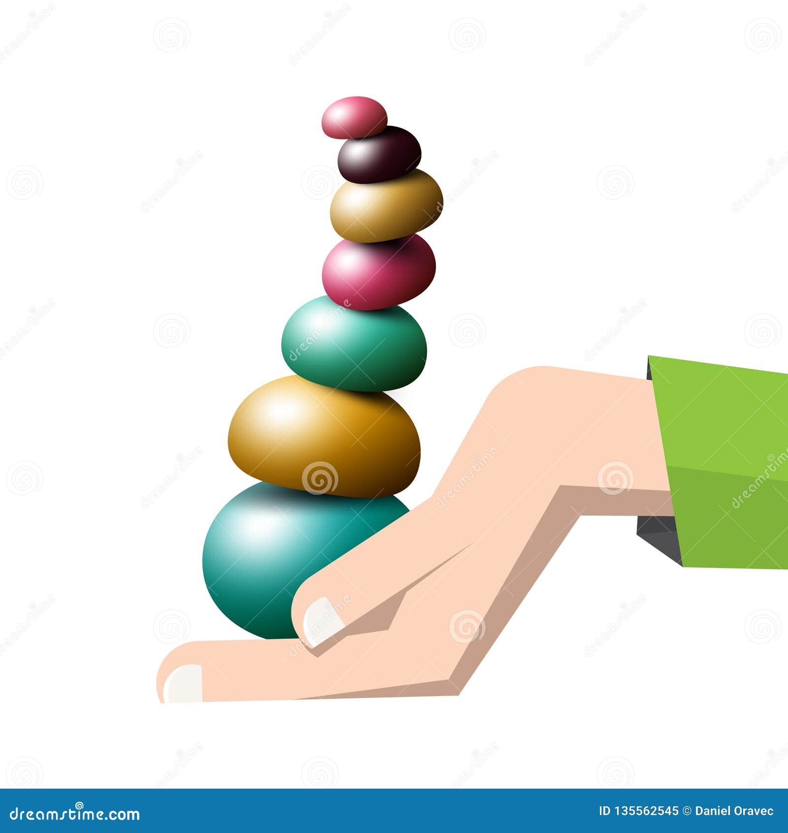 Colorful Pebbles Pile in Human Hand Stock Vector - Illustration of ...