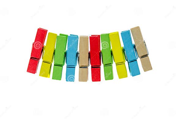 Colorful of Peg Set Isolated on White Background Stock Photo - Image of ...