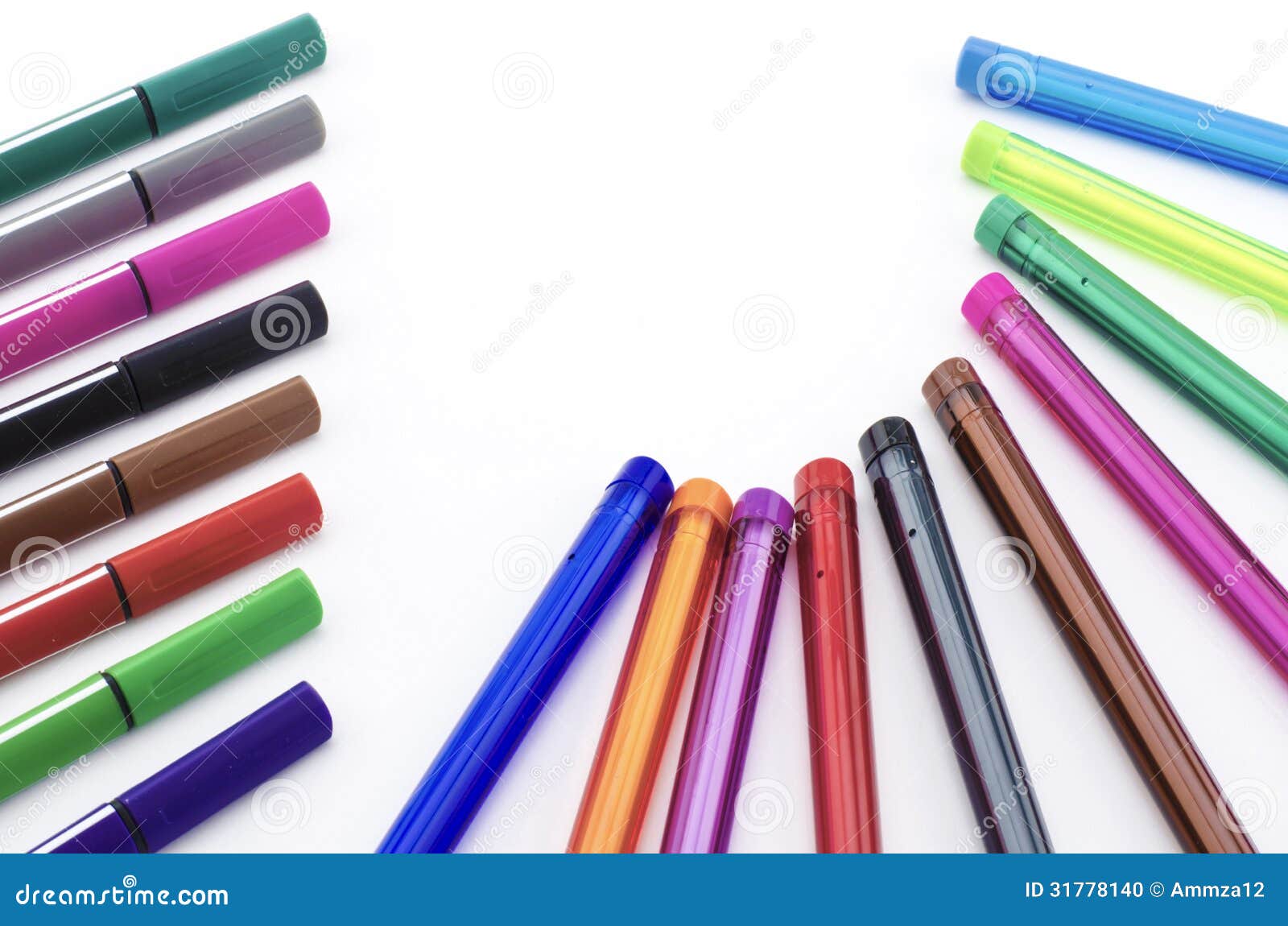 Colorful Pen Isolated On White Stock Photo - Image of supply, color ...