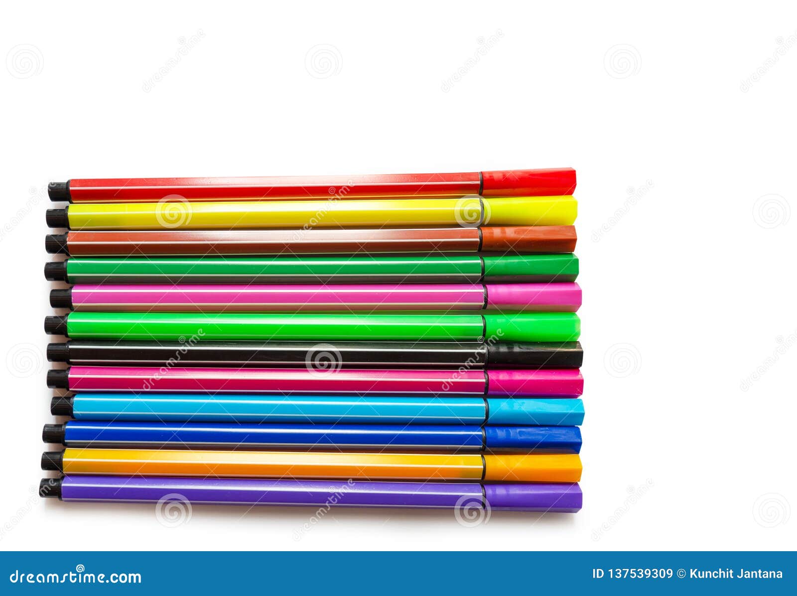 Colorful Pen on White Background Stock Image - Image of object ...