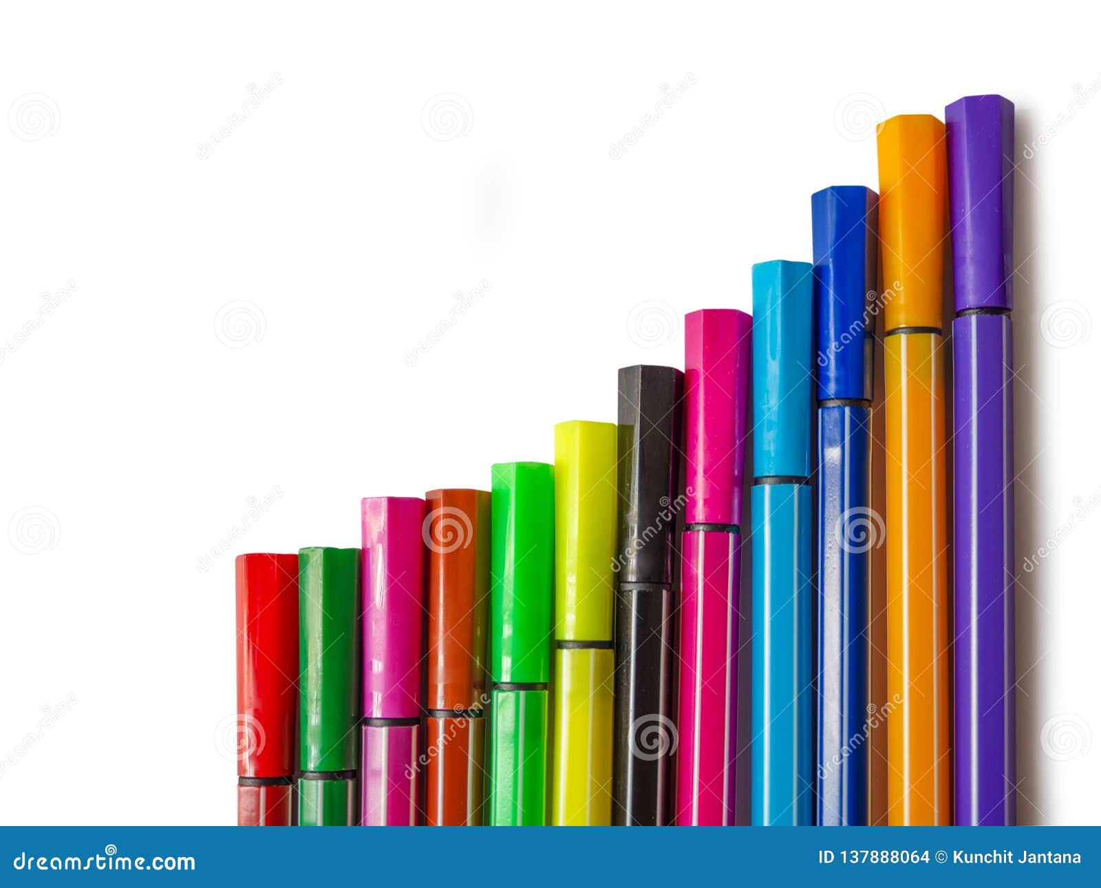 Colorful Pen on White Background Stock Photo - Image of orange, crayon ...
