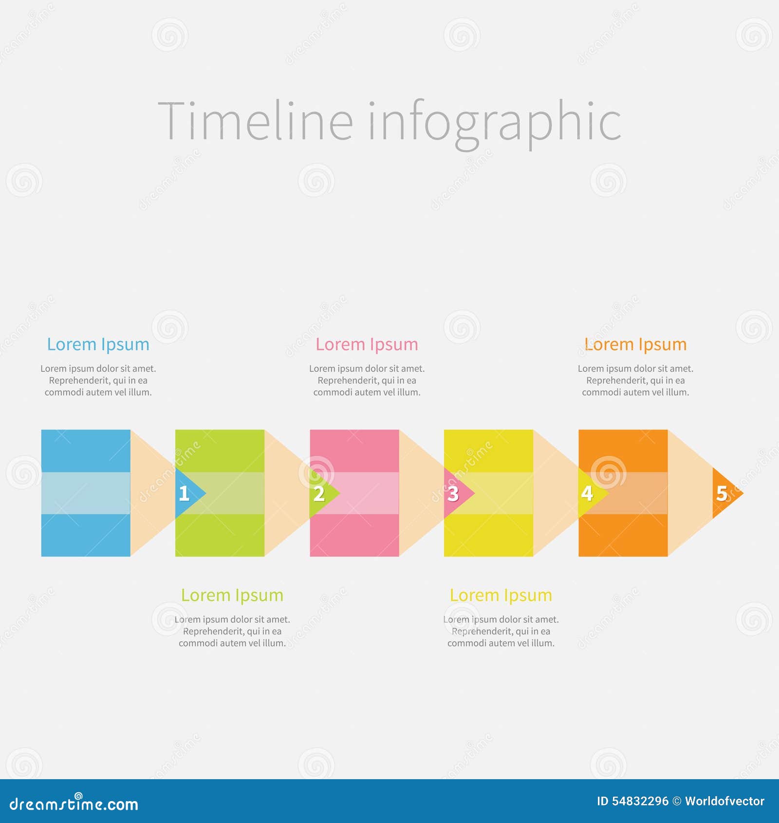 Colorful Pencil Arrow Line Five Step Timeline Infographic and Text ...