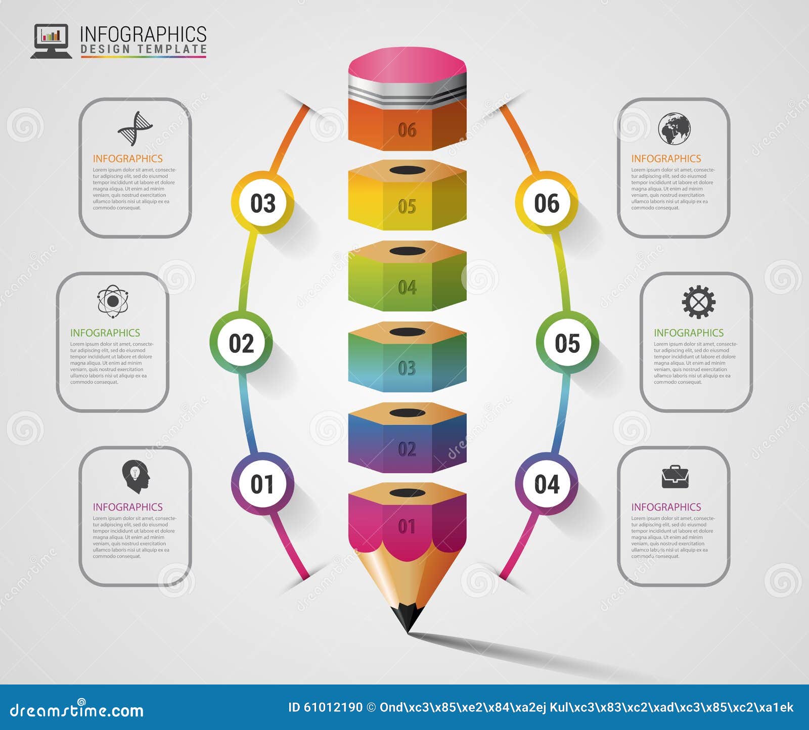 Colorful Pencil Infographics Step Option. Modern Design Template Stock ...