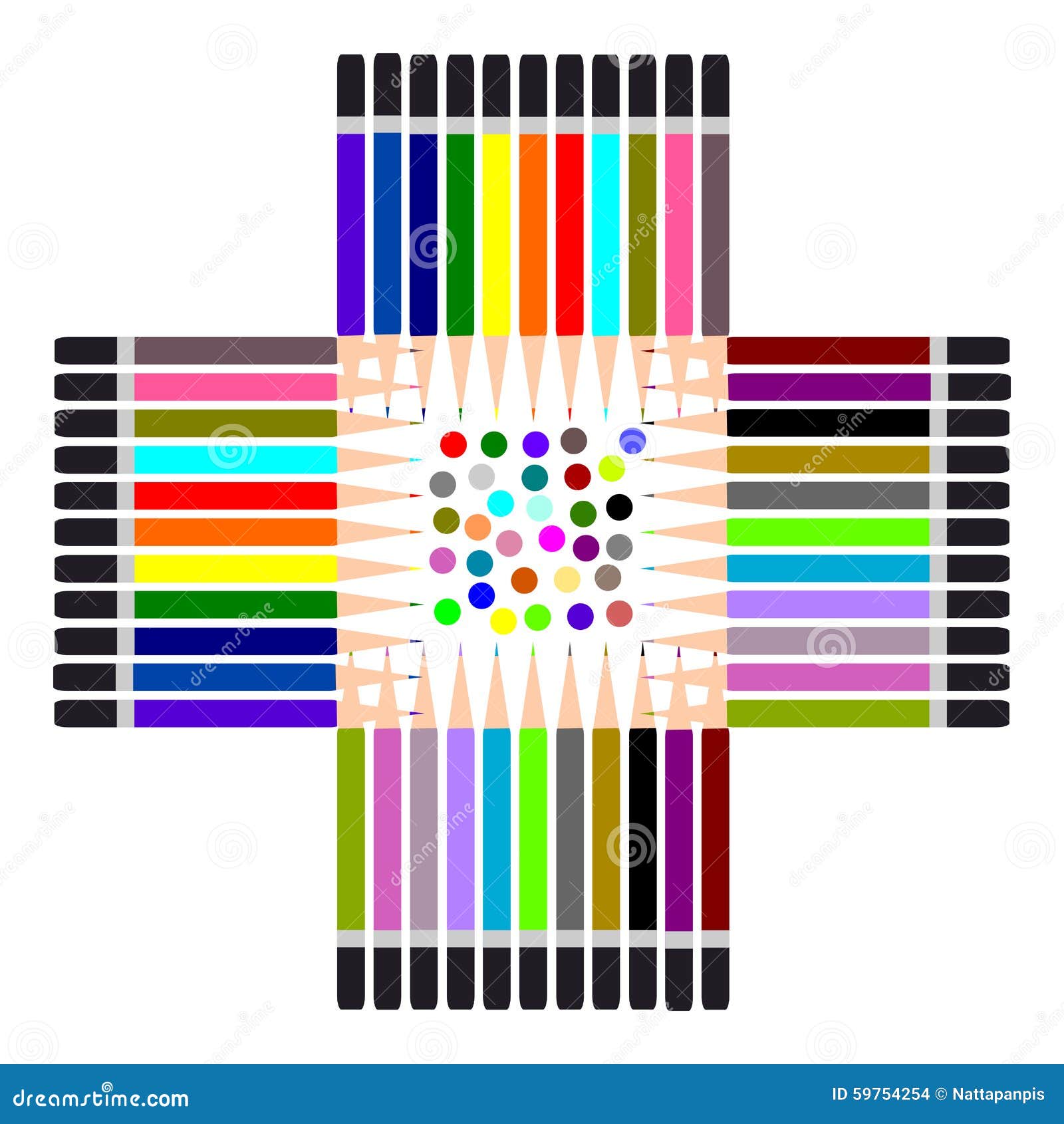 Colorful Pencil, Multi Colored Pencils Set Stock Illustration ...