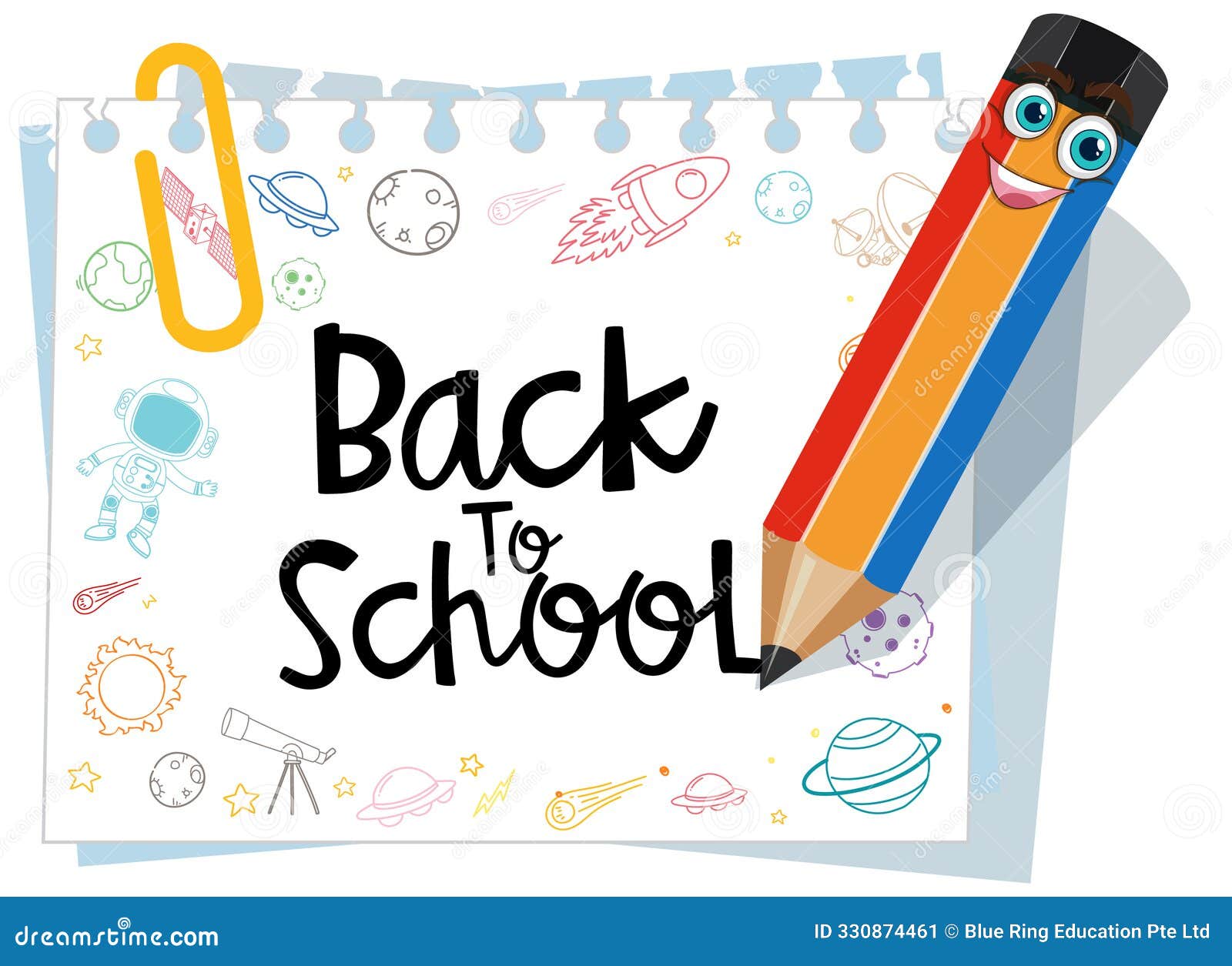 Colorful Pencil and Space-themed Stock Illustration - Illustration of ...