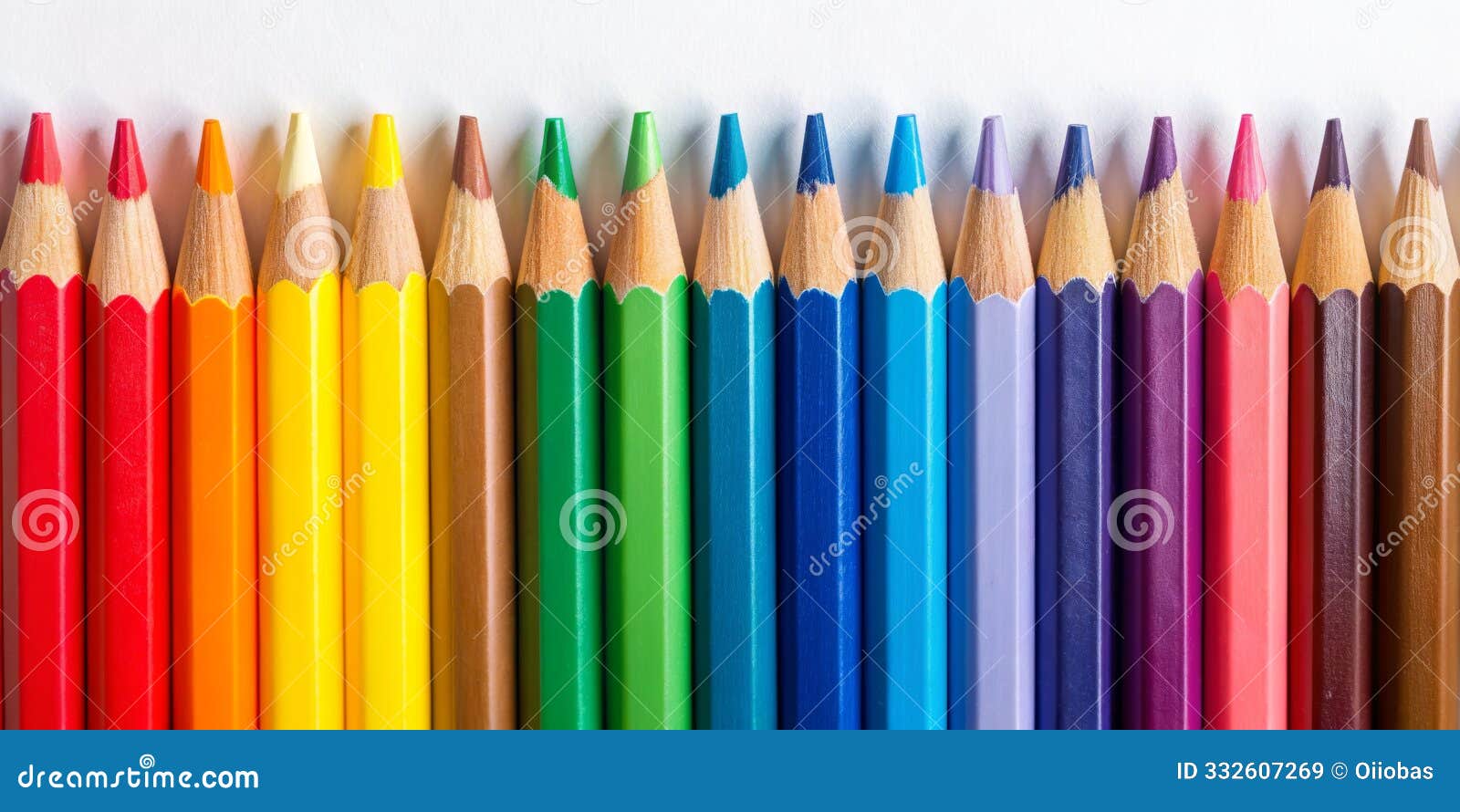 Colorful Pencil Spectrum a Row of Sharpened Crayons in a Rainbow ...