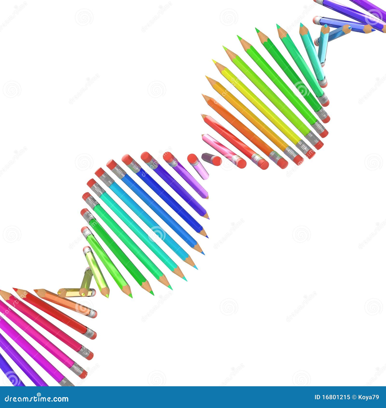 Colorful Pencils in the Dna Chain Stock Illustration - Illustration of ...