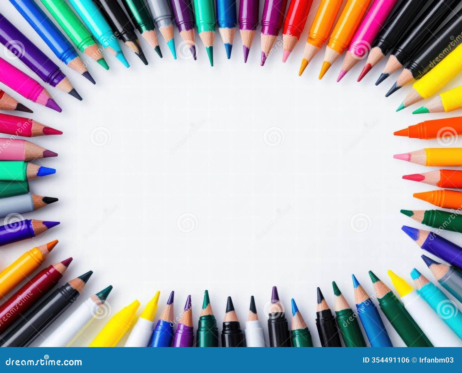 Colorful Pencils and Markers Frame a Blank Canvas - a Visual ...
