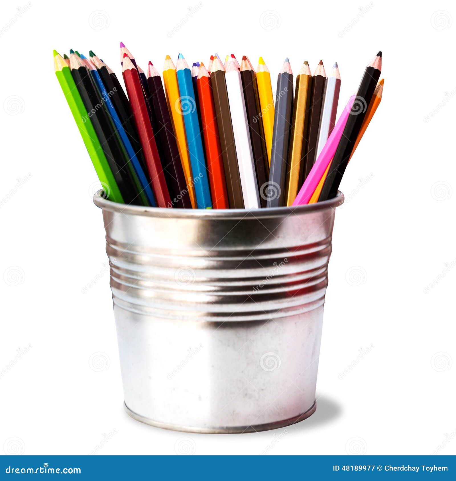 Colorful Pencils Pail White Clipping Part Stock Photos - Free & Royalty ...
