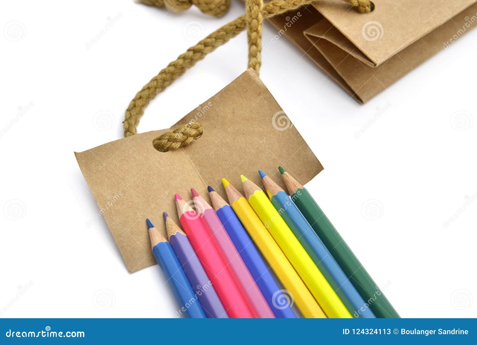 Colorful Pencils on Paper Tag Stock Image - Image of group, colour ...
