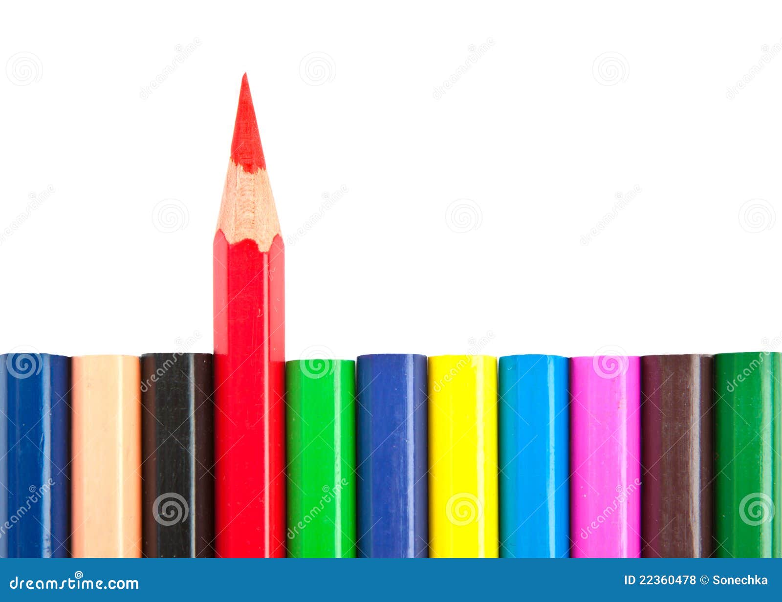Colorful Pencils with Red One Standing Stock Photo - Image of drawing ...