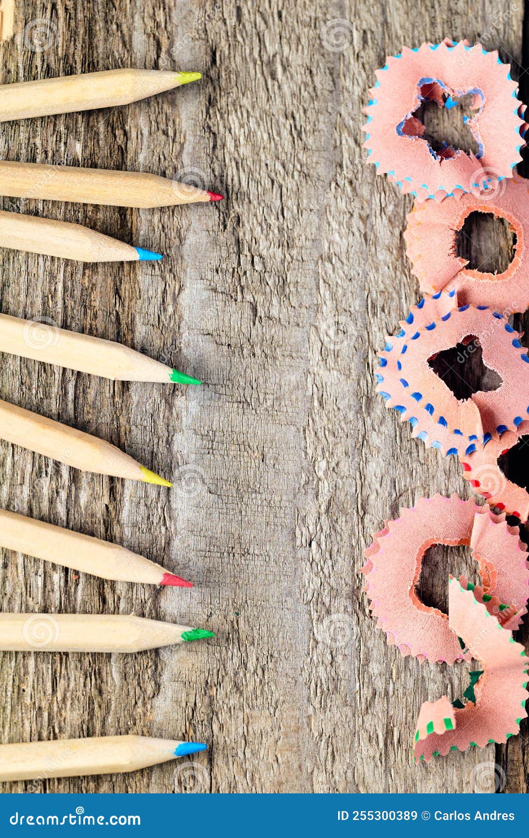 Colorful Pencils and Sharpening Shavings, Vertical Image Stock Image ...