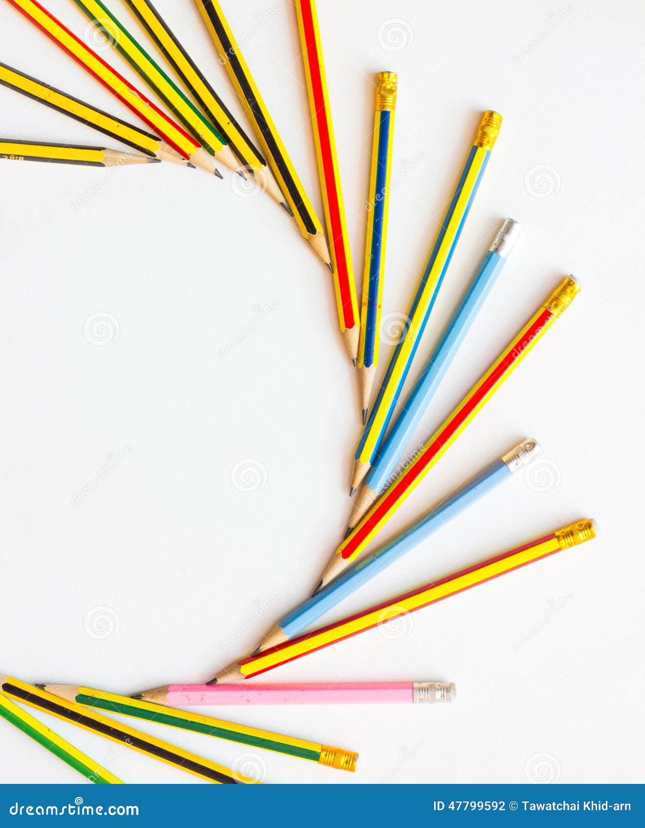 Colorful Pencils on the White Paper, View from Above Stock Photo ...