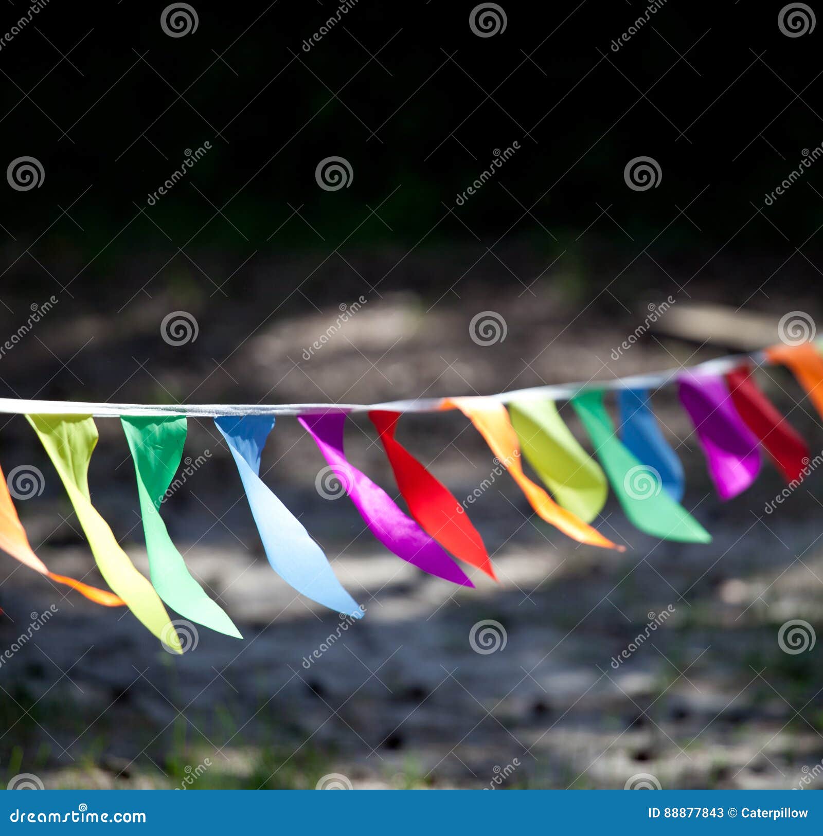Colorful Pennant Garland in the Wind Stock Image - Image of event ...