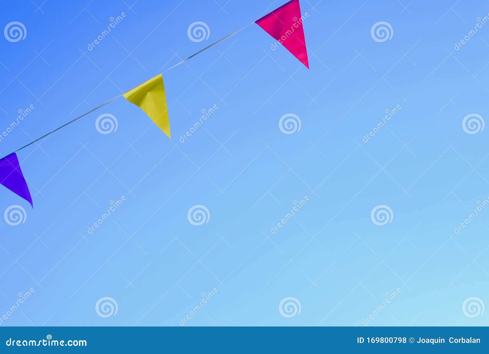 Colorful Pennants with Sky Background To Place Text Stock Photo - Image ...