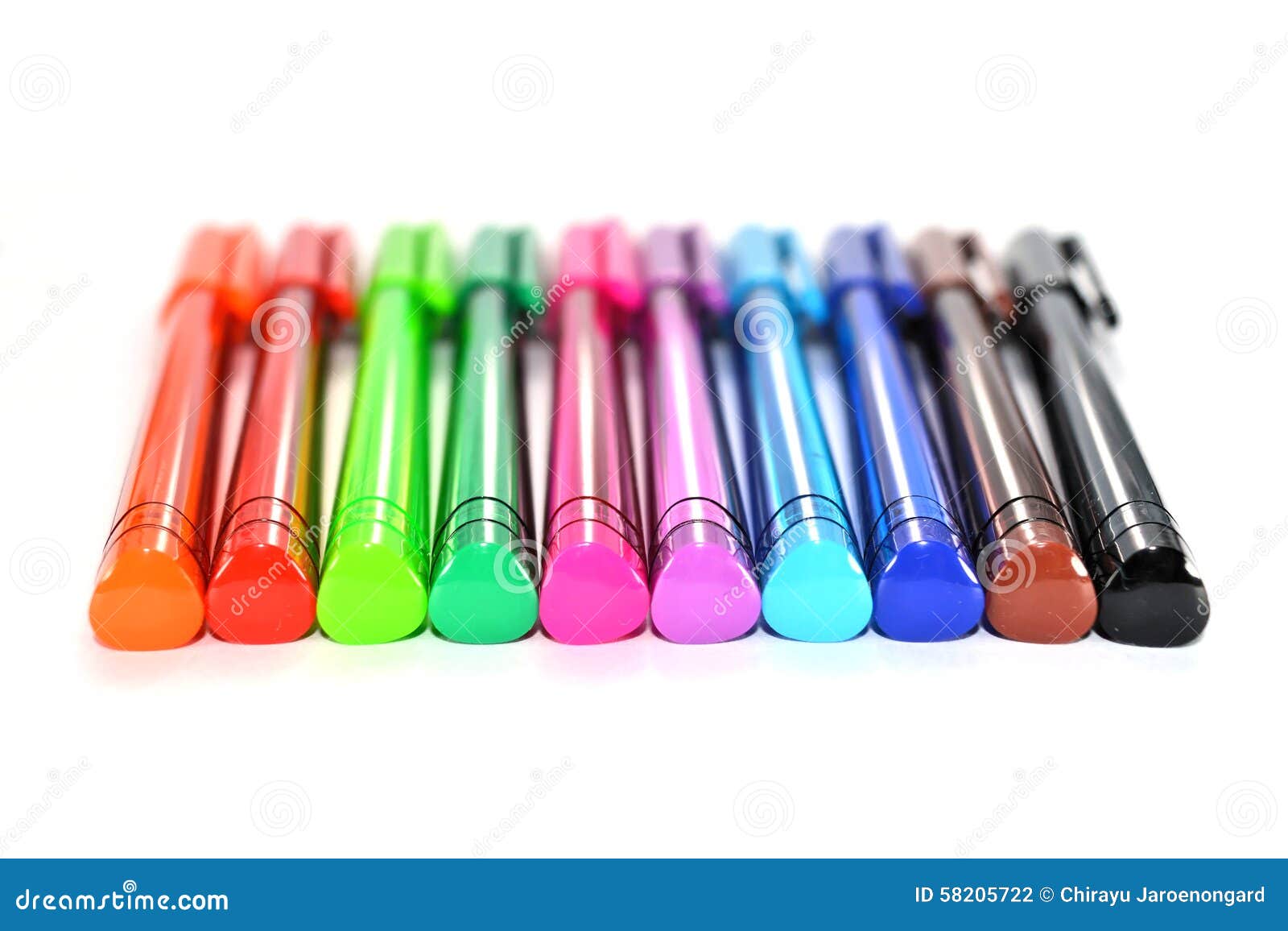 Colorful pens isolated stock photo. Image of rows, isolated - 58205722