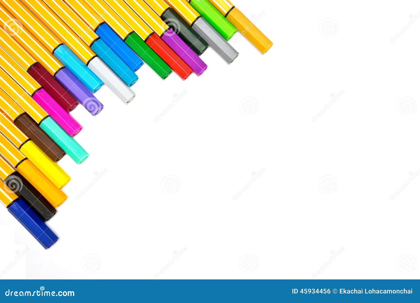 Colorful pens on isolated stock photo. Image of supply - 45934456