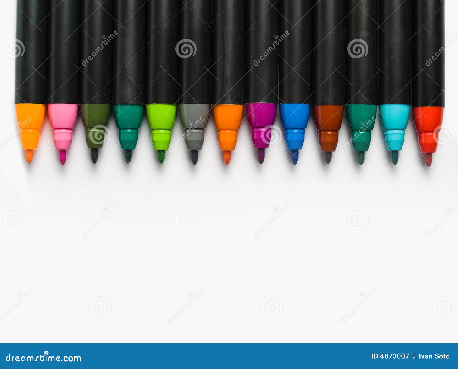 Colorful pens line stock image. Image of paint, desk, stationery - 4873007