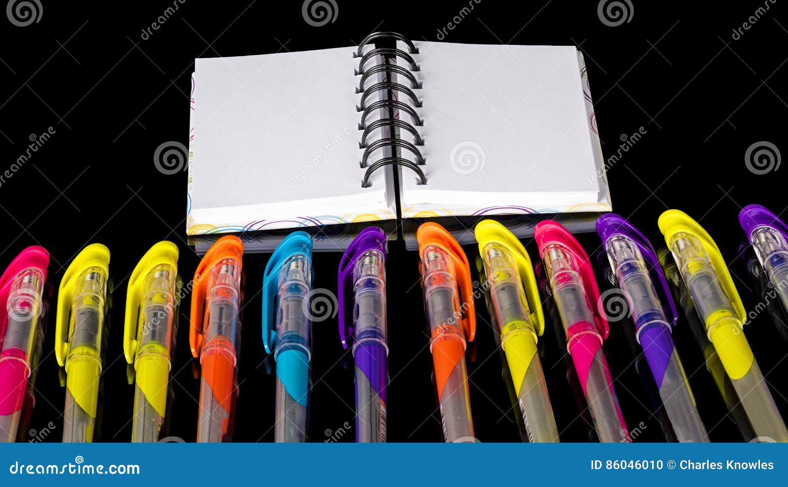Colorful Pens and a Pad Pf Paper Stock Photo - Image of supplies, pens ...