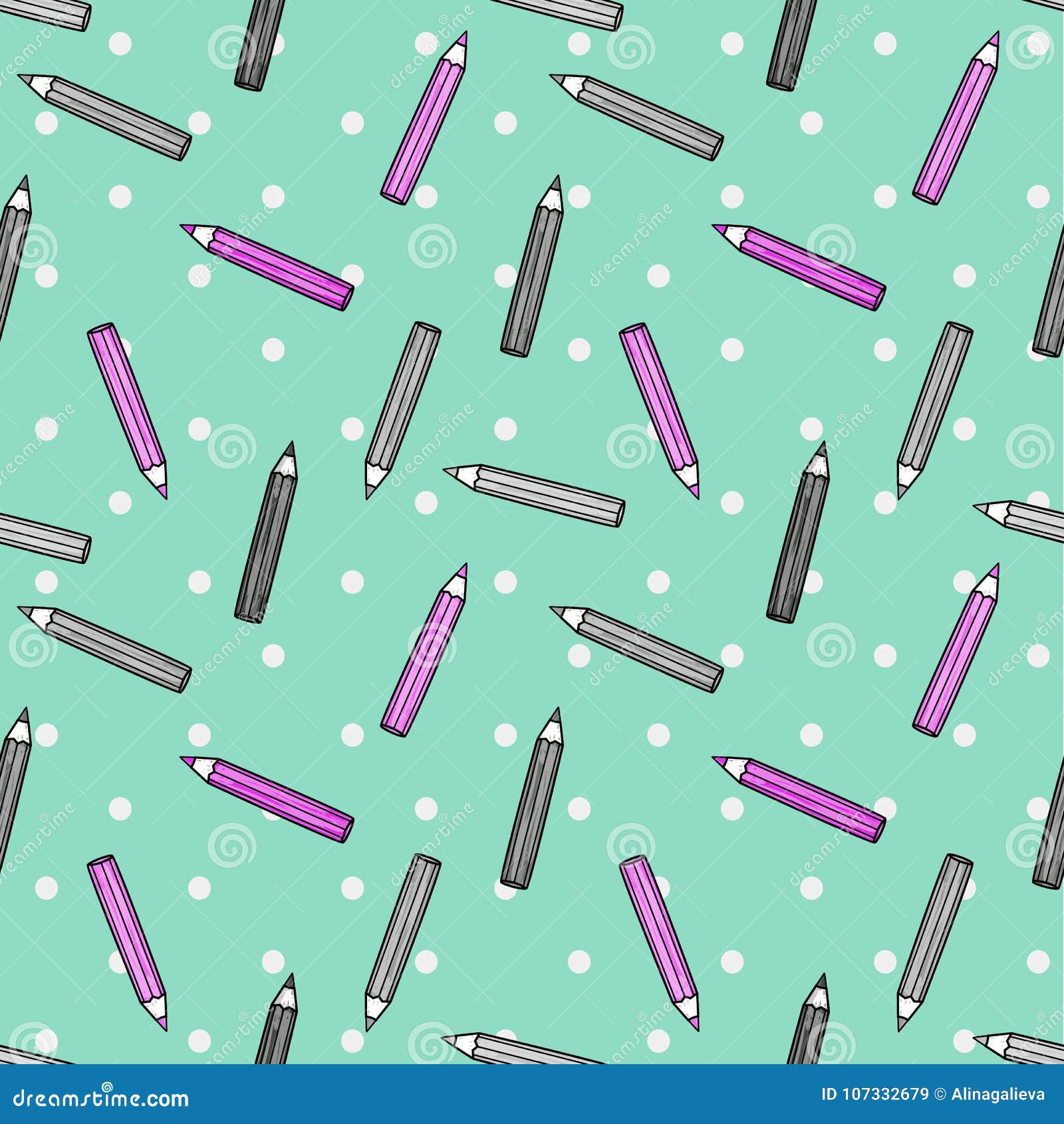 Colorful Pens Pattern on Polka Dot Background Stock Vector ...