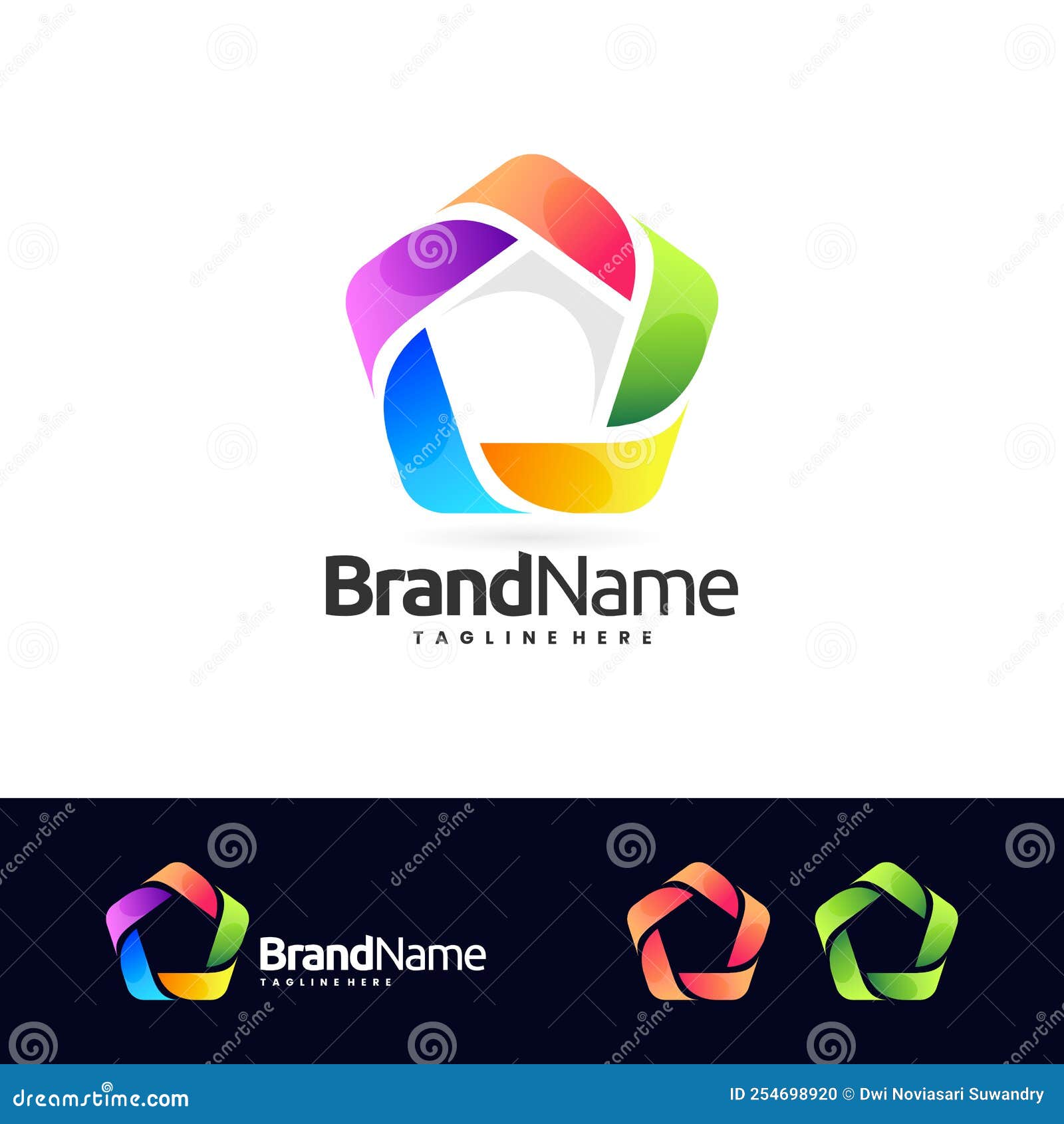 Pentagon Logo with Color Variations, Colorful Gradient Logo Design Concept Stock Vector ...