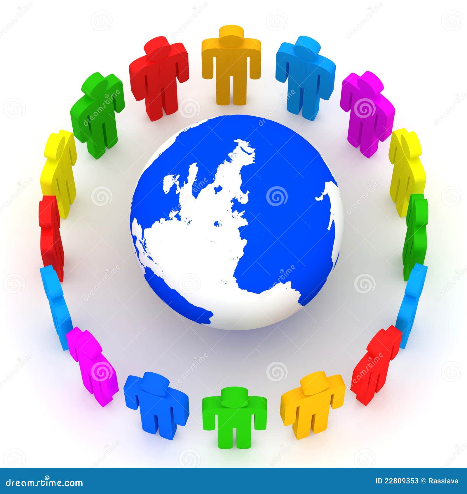 Colorful People Around Earth Globe Stock Illustration - Illustration of ...