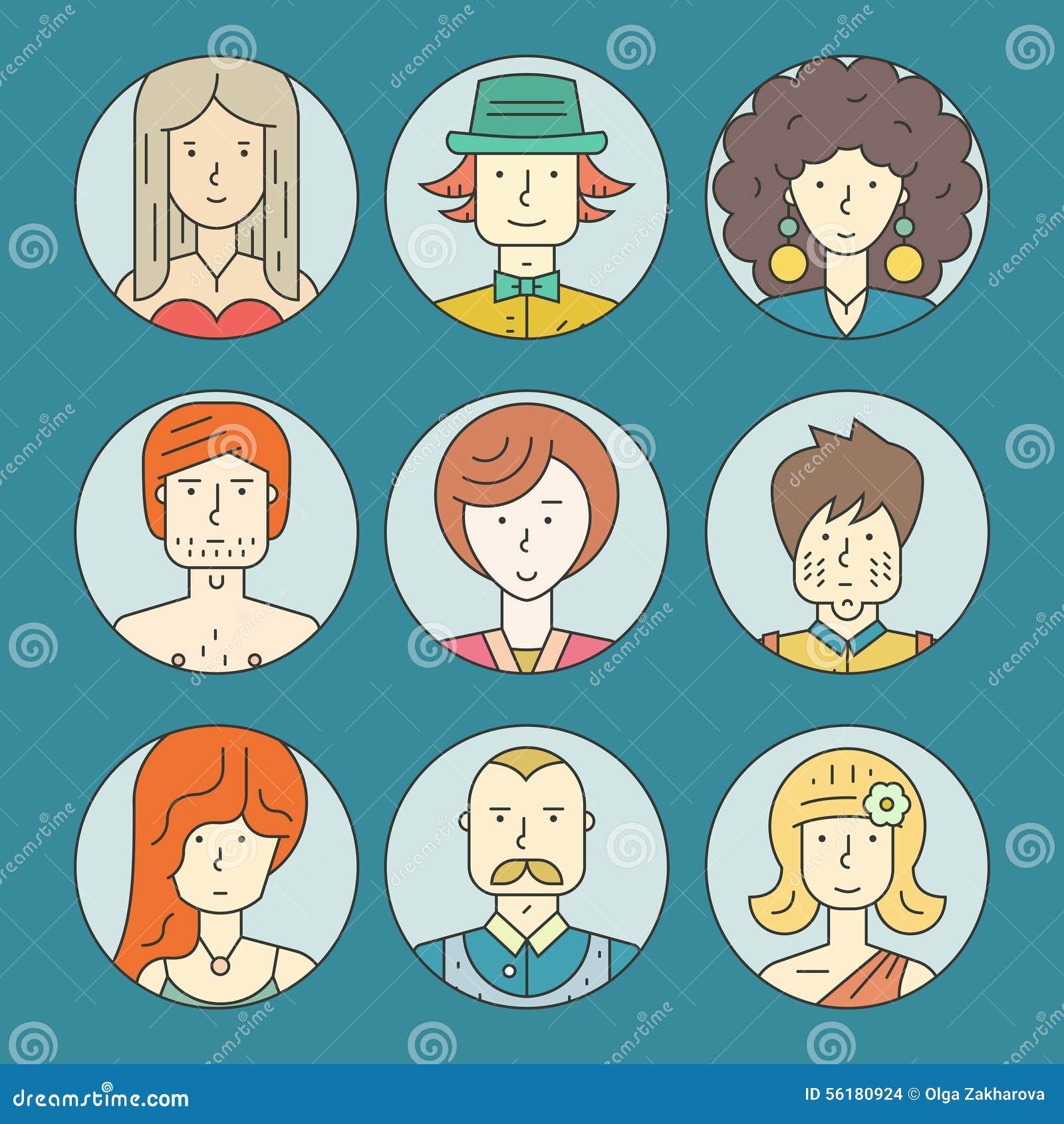 Colorful People stock vector. Illustration of flat, profile - 56180924