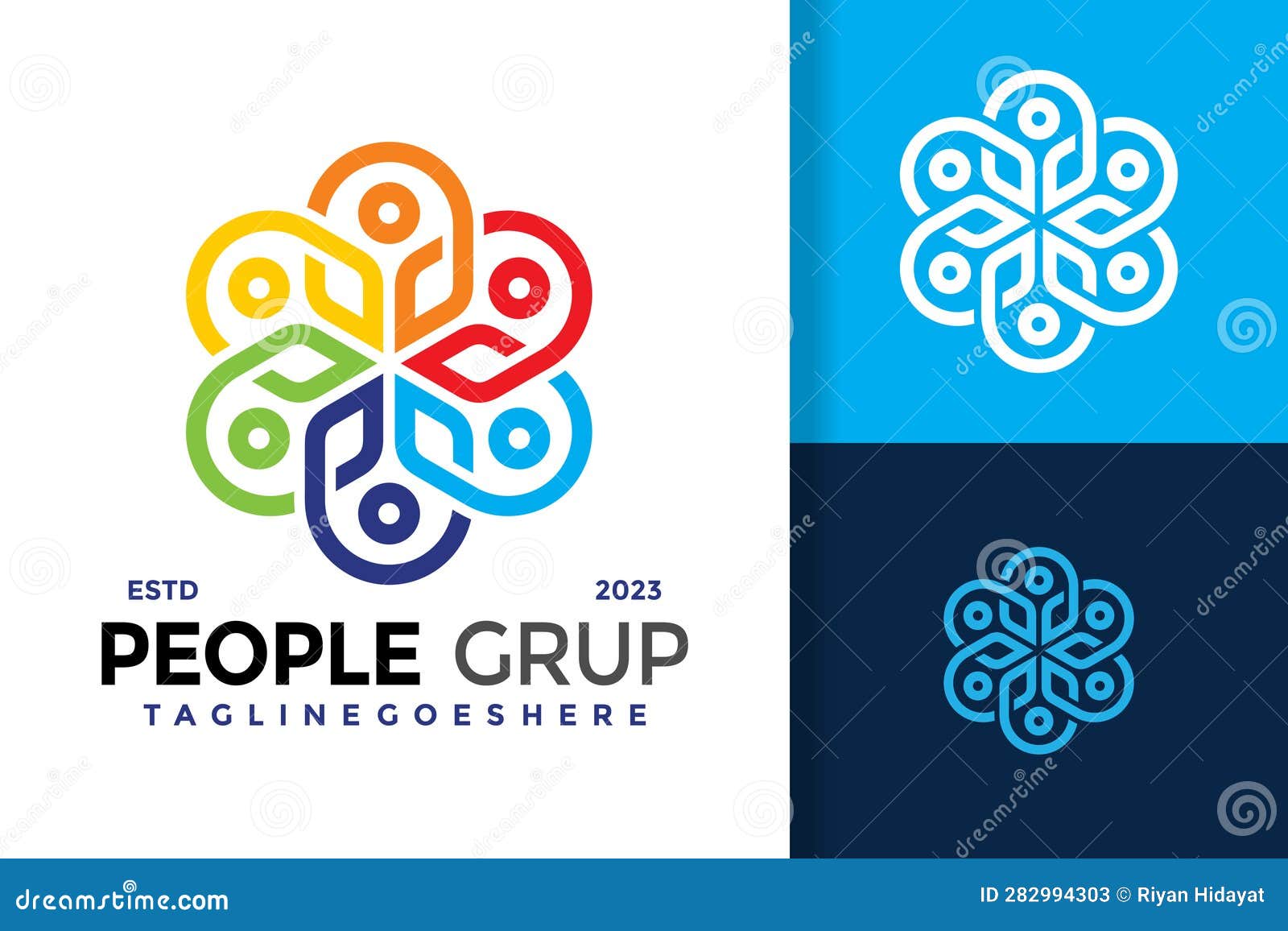 Colorful People Grup Logo Design Vector Symbol Icon Illustration Stock ...