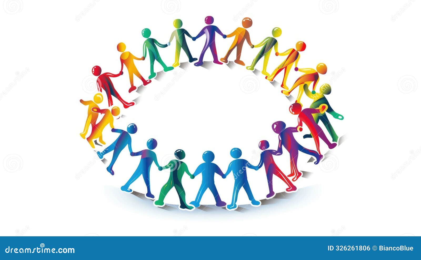 Colorful People Holding Hands in a Circle AIG535 Stock Illustration ...