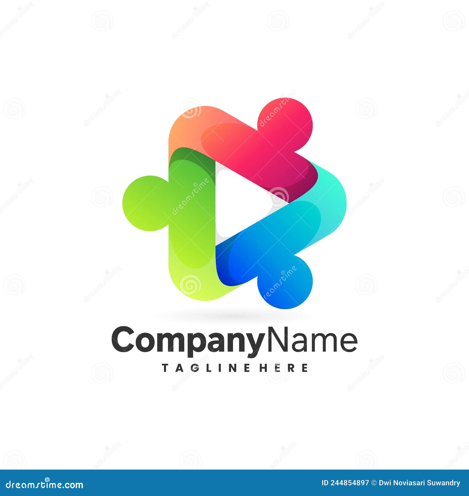 Colorful Media Play People Icon Logo Stock Vector - Illustration of ...