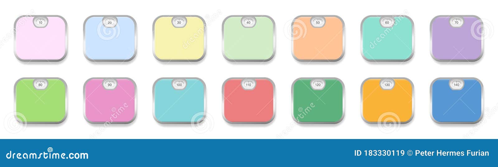 Colorful Personal Scales Different Weight Display Stock Vector ...