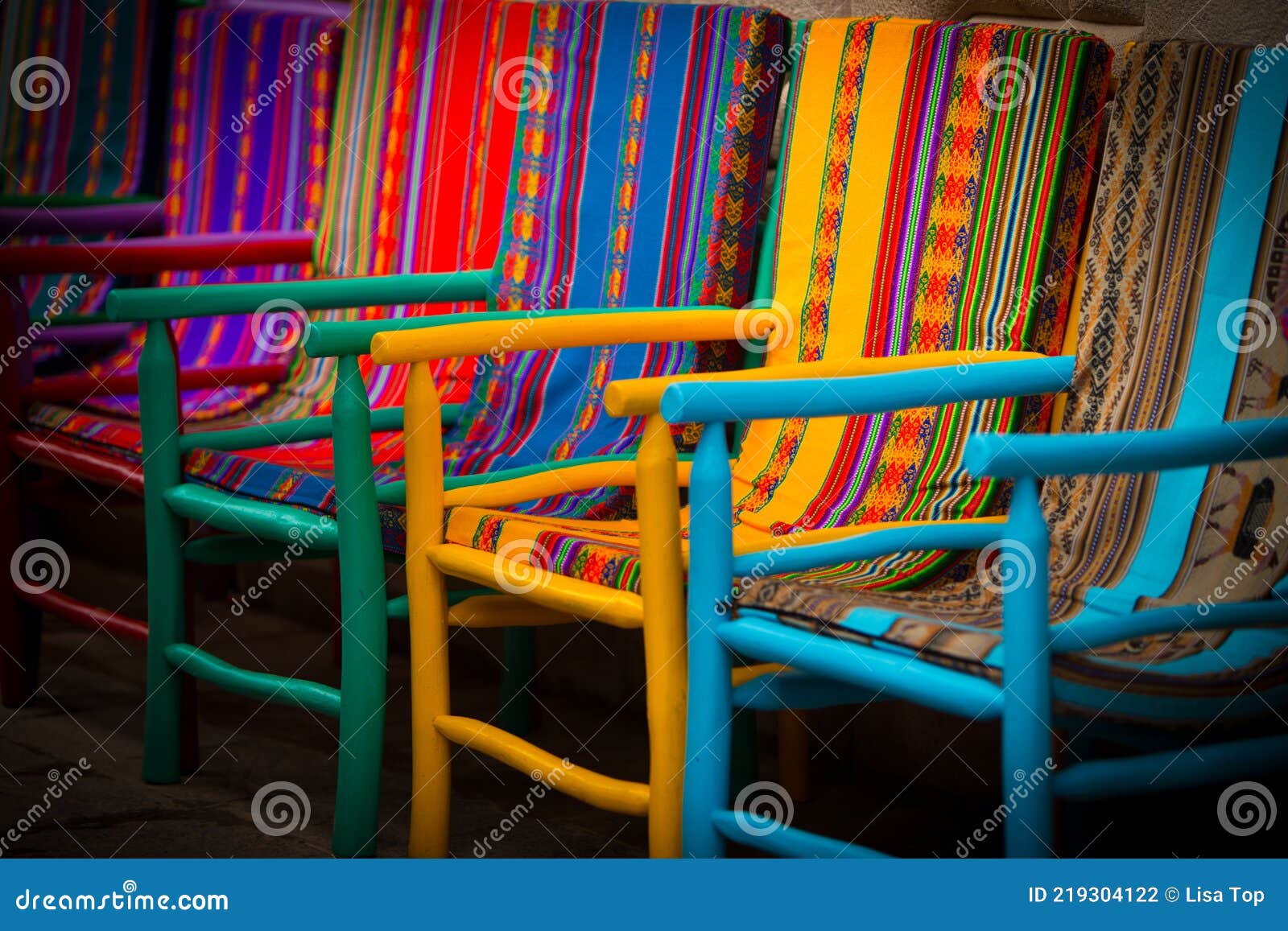 Colorful Peruvian Chairs stock photo. Image of tradition - 219304122