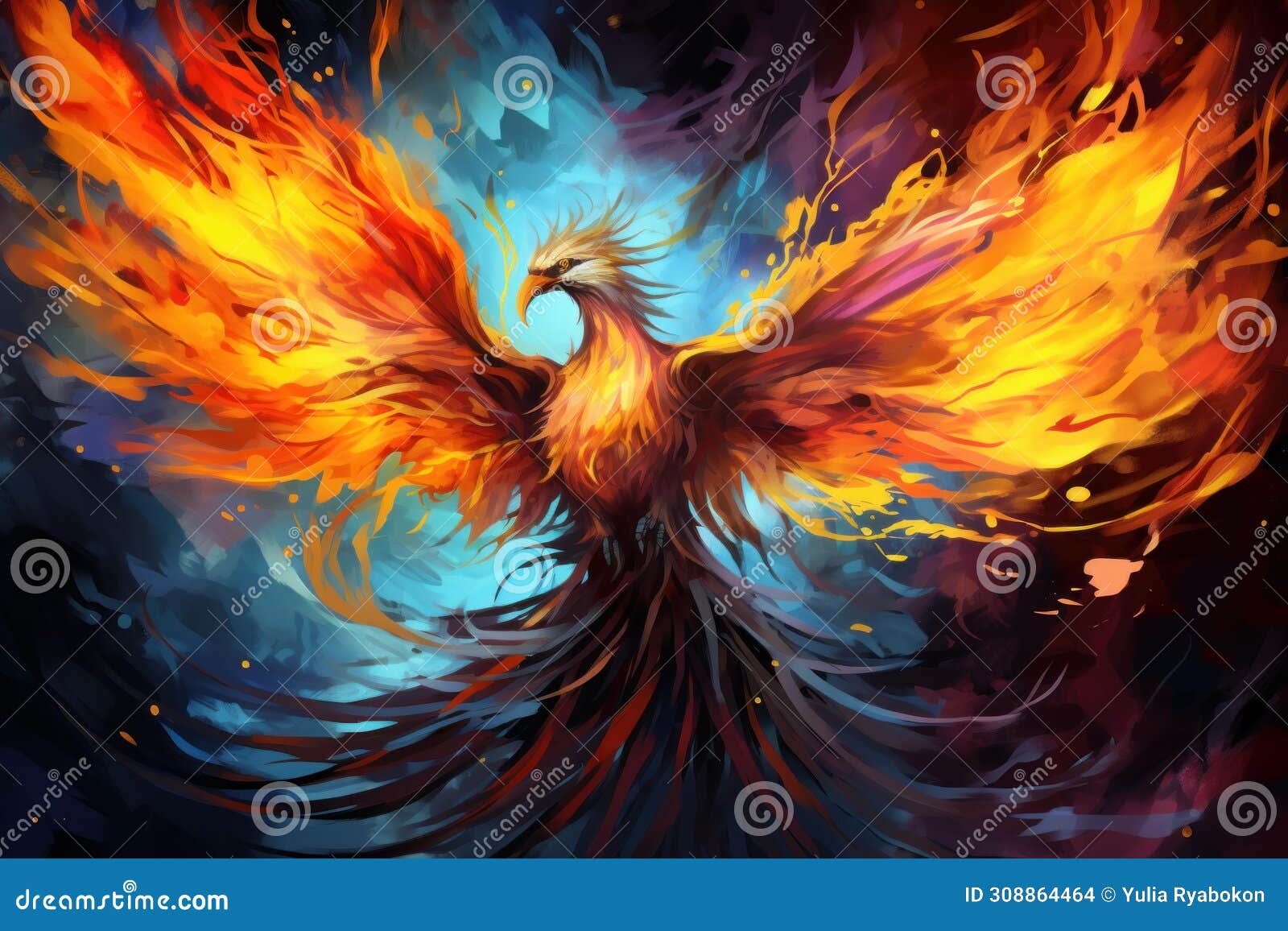 Colorful Phoenix Bird, Symbol Of Rebirth - Generative AI Royalty-Free ...
