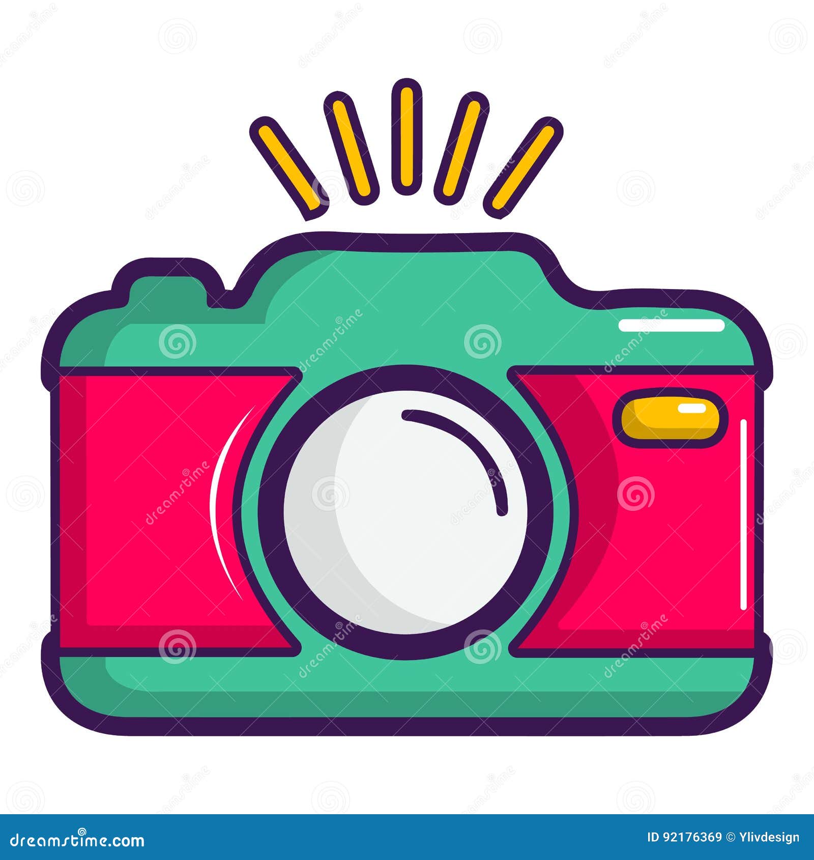Colorful Photo Camera Icon, Cartoon Style Stock Vector - Illustration ...