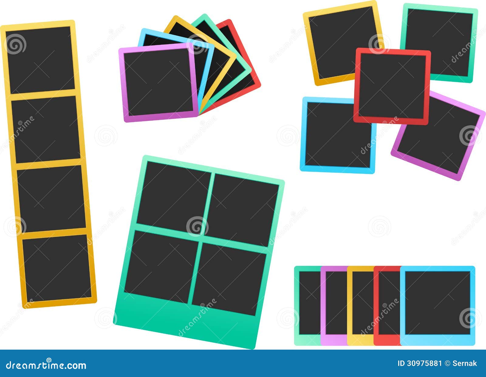 Colorful photo frame set 2 stock vector. Illustration of themes - 30975881