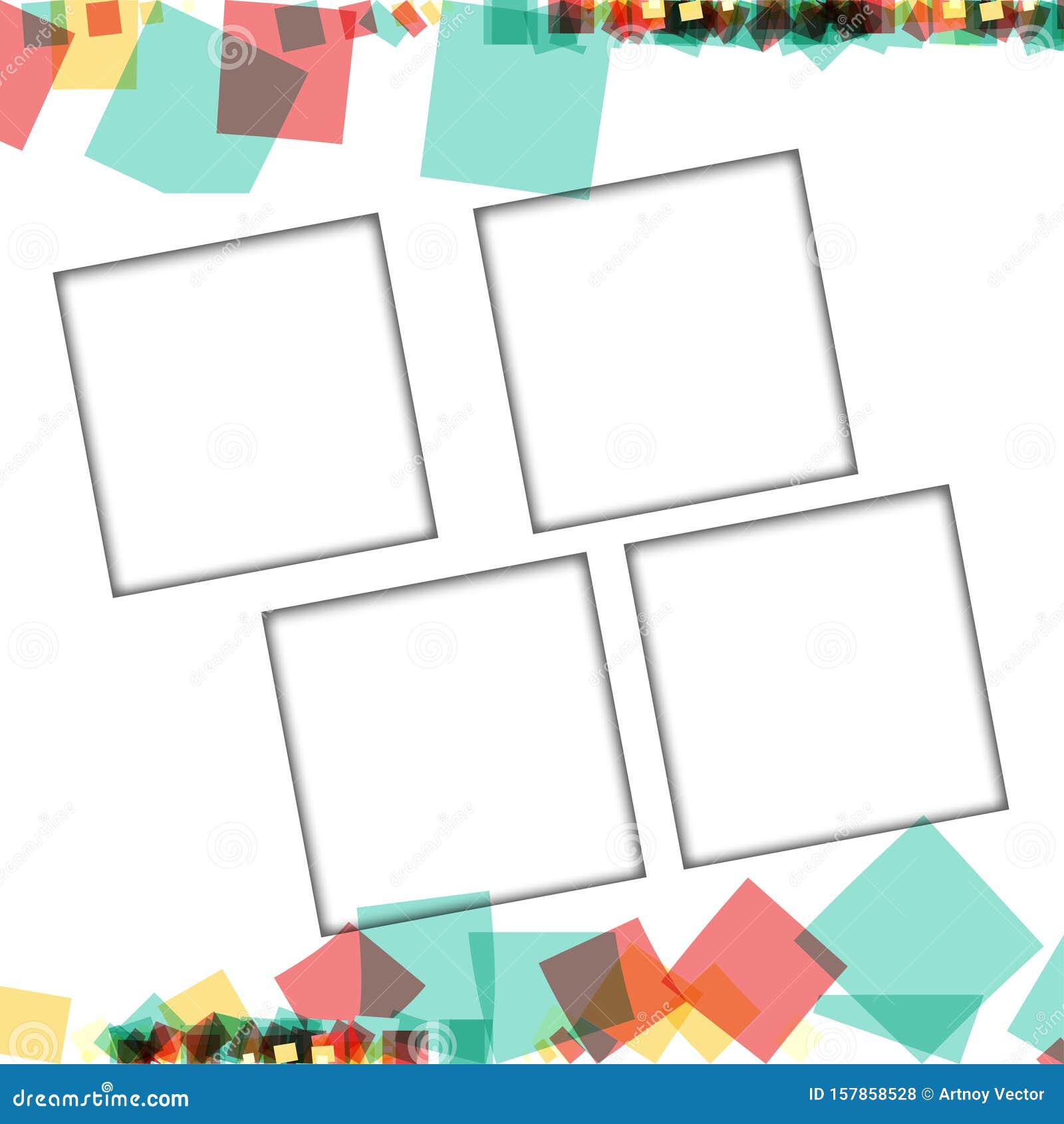Colorful Photo Frames, Vector Illustrations. Square Borders with ...