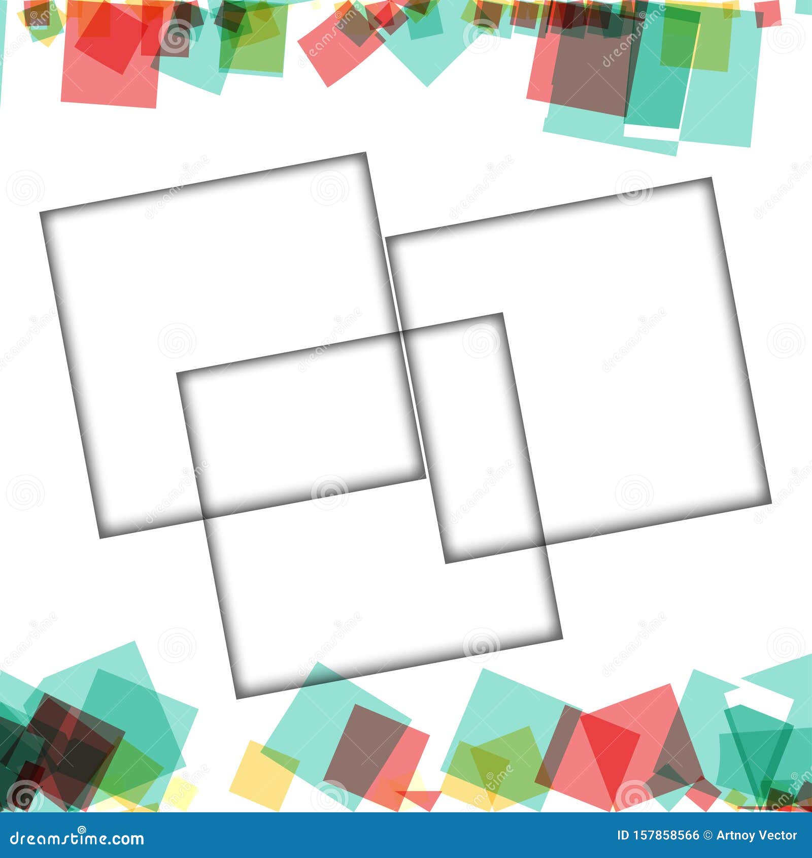 Colorful Photo Frames, Vector Illustrations. Square Borders with ...