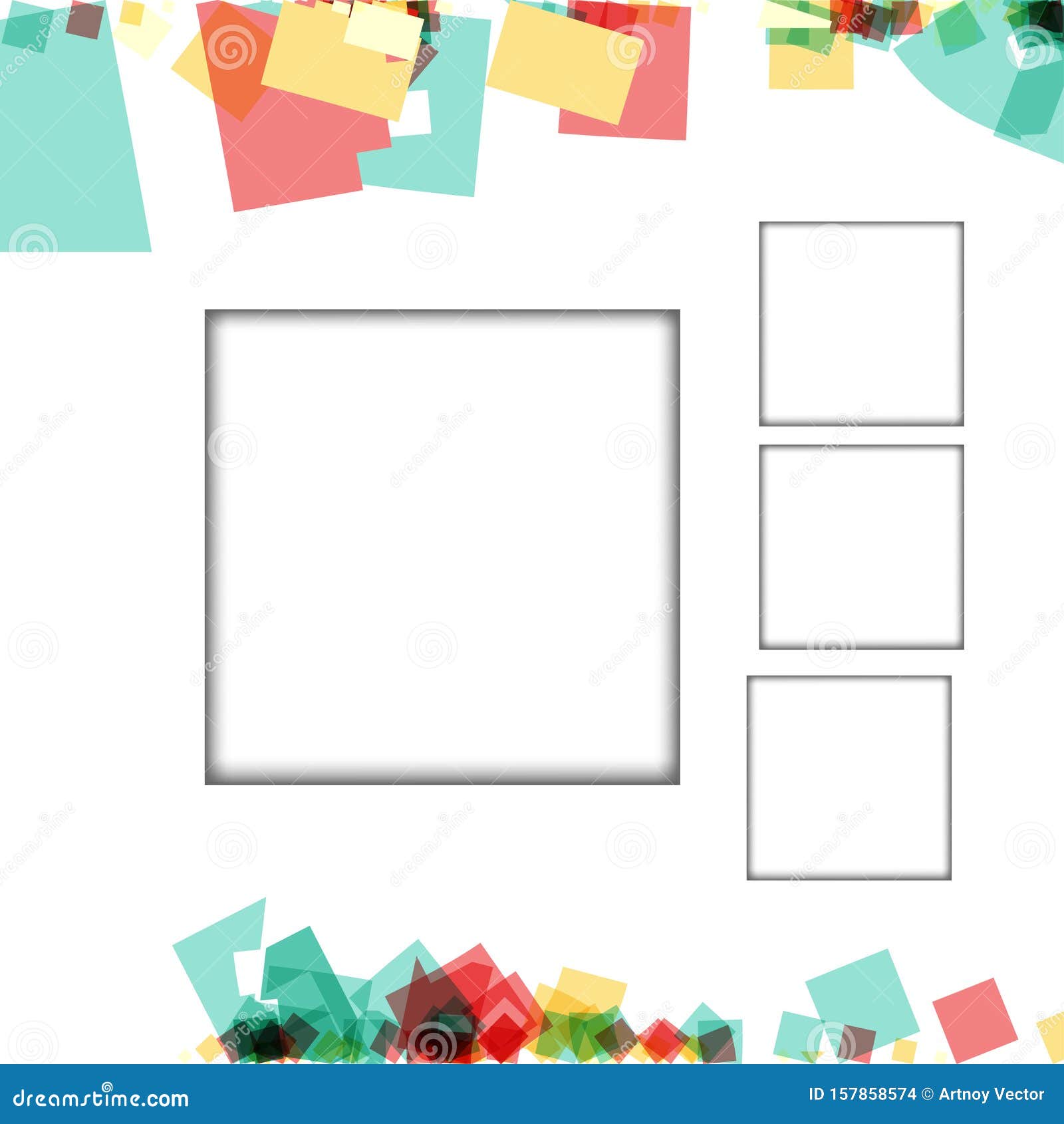 Colorful Photo Frames, Vector Illustrations. Square Borders with ...